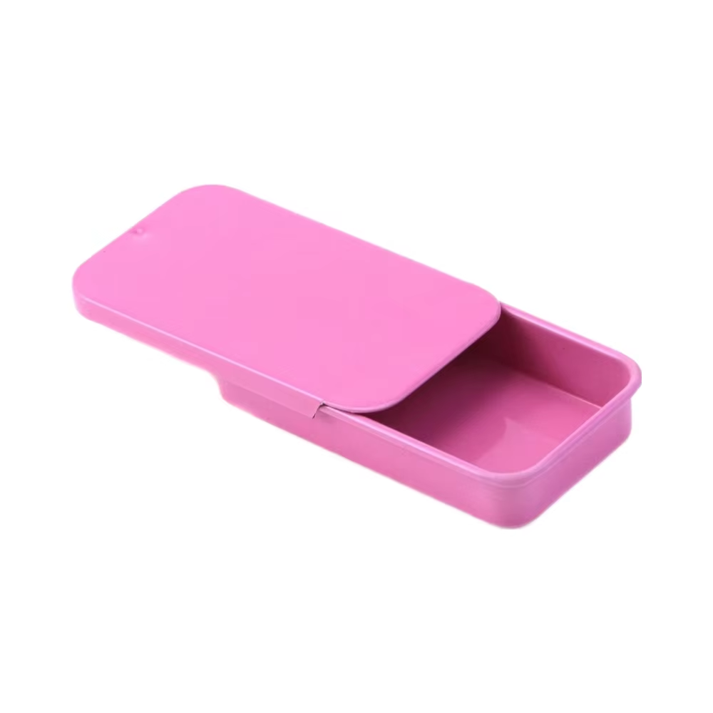 China Rectangular fancy cosmetic pink slider tin Manufacturers and ...