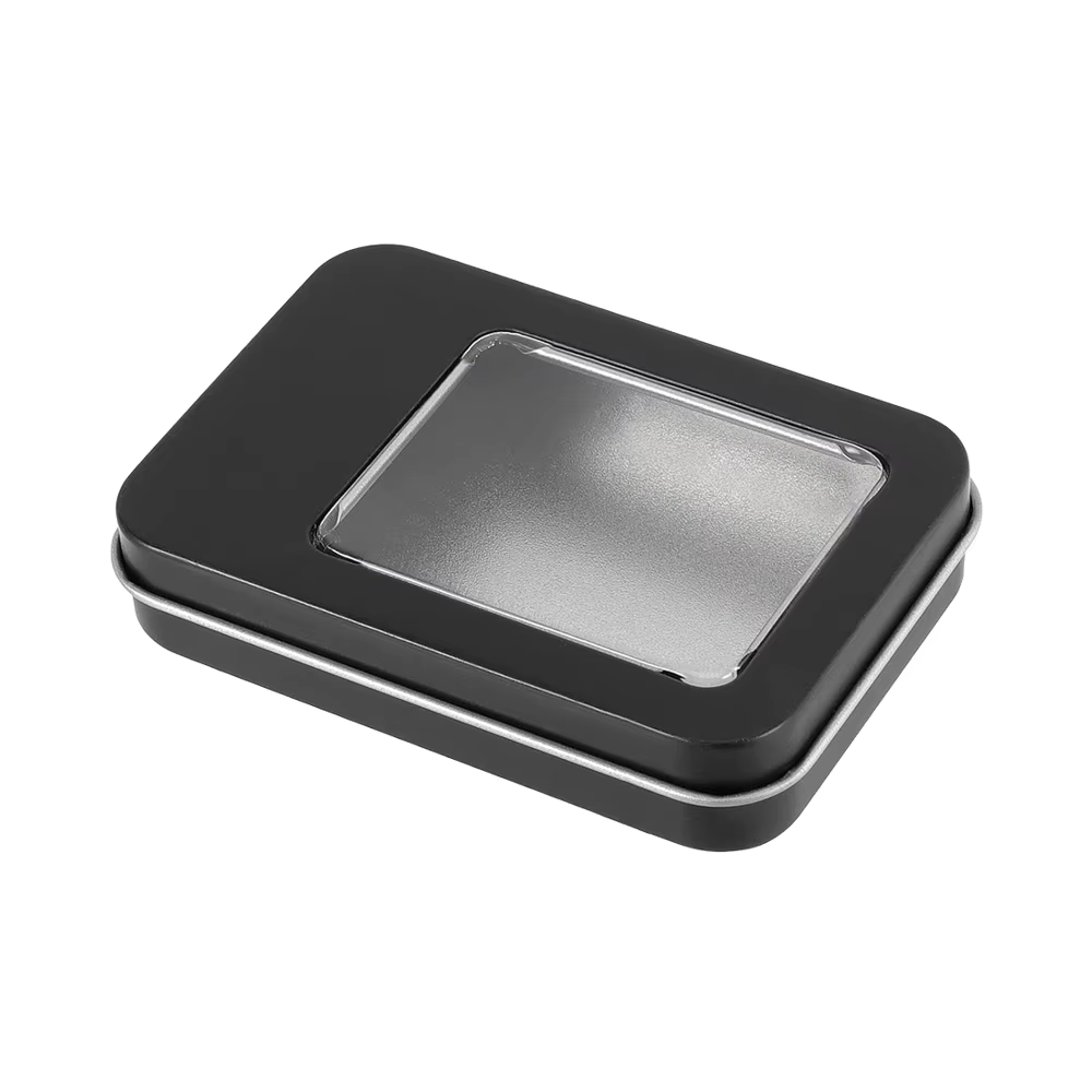 China Custom black square window tin box for cookie gift jewellery ...