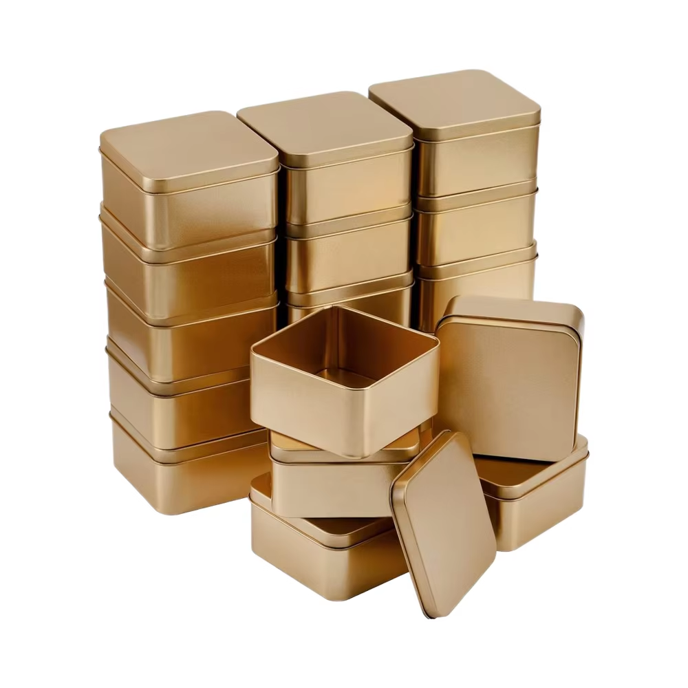 China Square Gold Airtight Metal Storage Containers with lid ...