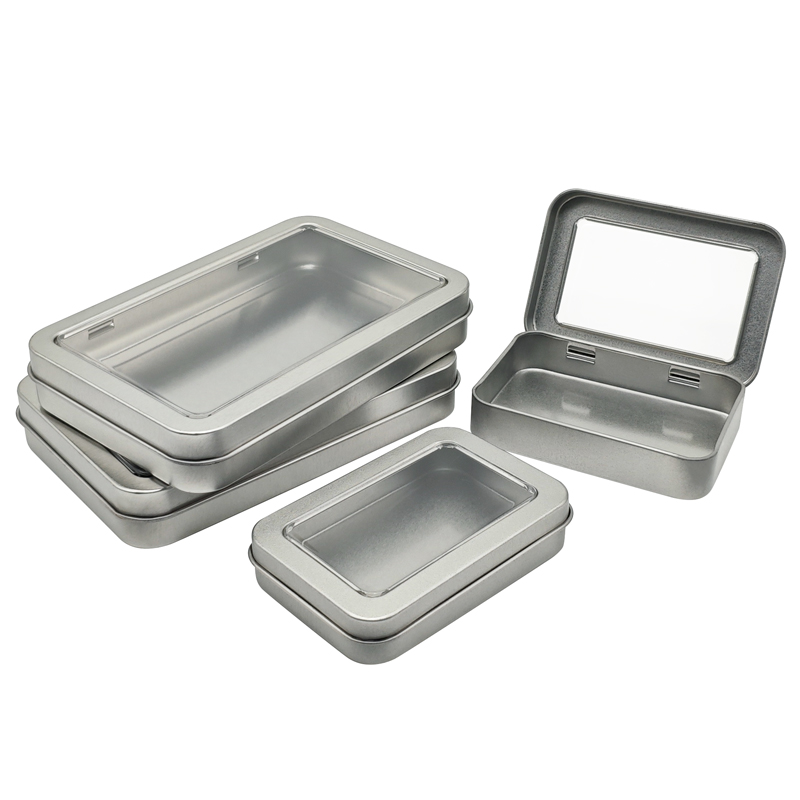 China Rectangular hinged tin box with window Manufacturers and ...